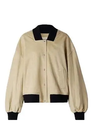 Khaite KHAITE Spence Suede Bomber Jacket Neutrals