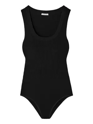 Alaïa Ribbed-knit Bodysuit - Black