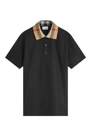 Burberry Cody Check Collar Polo - Black