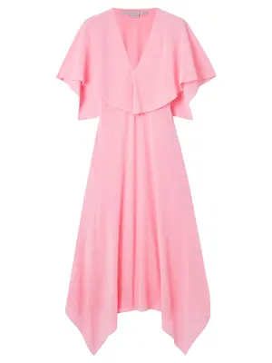 Stella McCartney Asymmetric Draped Silk-crepe Midi Dress - Pink