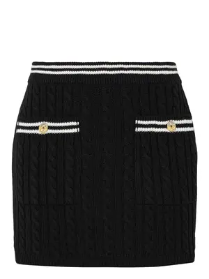Alessandra Rich Cable-knit Cotton Mini Skirt - Black