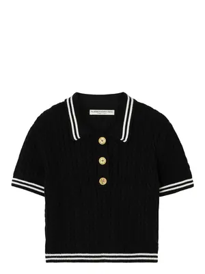 ALESSANDRA RICH Alessandra Rich Cropped Cable-knit Polo Shirt