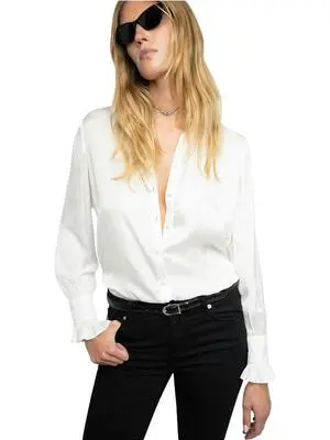 Zadig&Voltaire Satin Shirt With Embroidery - White