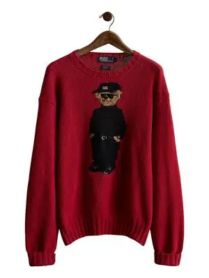 Ralph Lauren Hand-knit Bear Sweater - Red