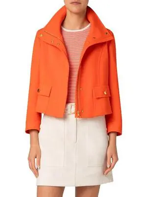 Akris Wool Tricotine Crop Jacket - Orange