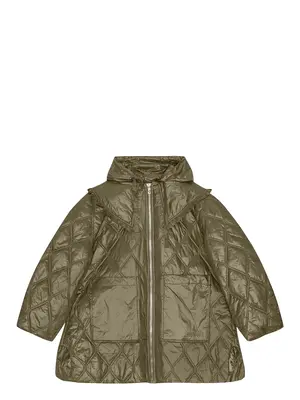 GANNI Quilted Zipped Puffer Jacket - Green