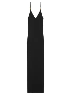Versace Safety Pin Embellished Midi Dress - Black