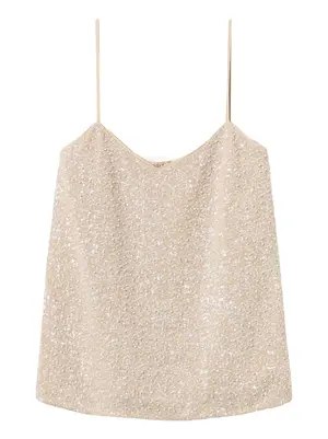 TWINSET TWINSET Pearl-detail Sequined Top Neutrals