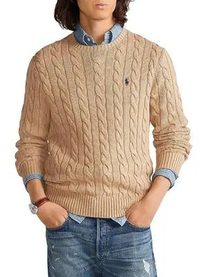 Polo Ralph Lauren Cable Knit Cotton Sweater - Brown