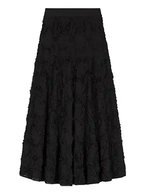 Maje Floral-appliqué Woven Maxi Skirt - Noir / Gris