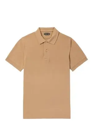 TOM FORD Garment-dyed Cotton-piqué Polo Shirt - Brown