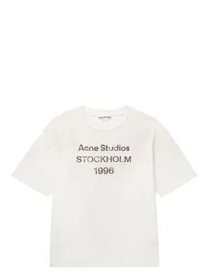 Acne Studios Exford Distressed Logo-print Cotton-jersey T-shirt - White