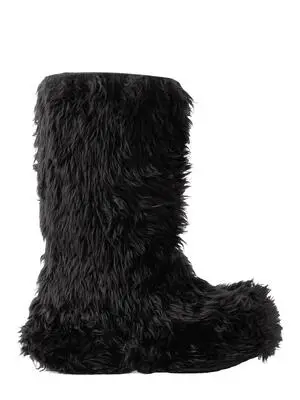 Balenciaga Crocs Faux Fur Platform Boots - Black