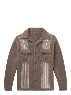Kapital Camp-collar Striped Knitted Overshirt - Brown