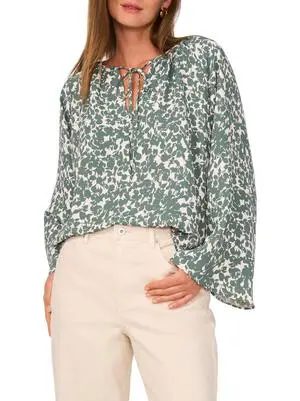 1.State Print Bell Sleeve Top - Dark Forest