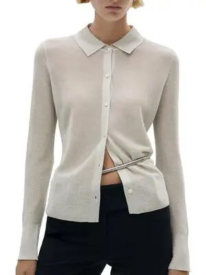 Mango Metallic Button-up Shirt - Silver