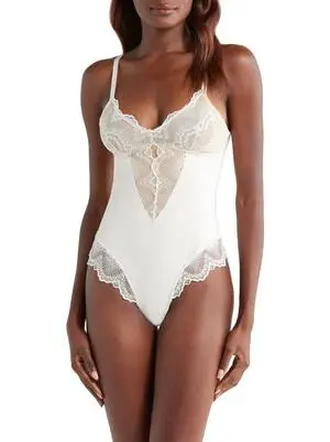 PINSY Sculpting Lace Shapewear Bodysuit - White
