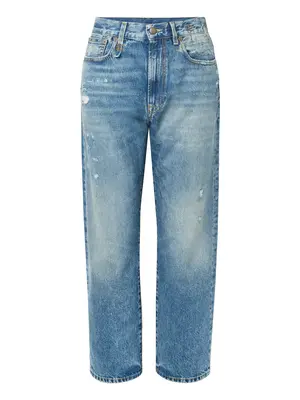 R13 Distressed Boyfriend Jeans - Blue