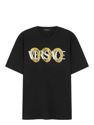 Versace Maxi Chain Logo-print T-shirt - Black
