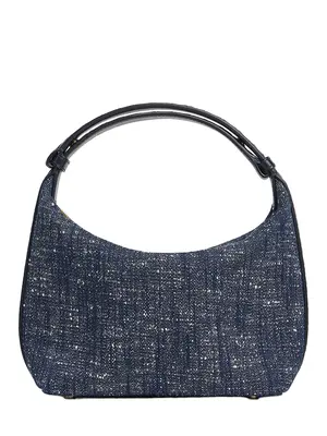 BOTTEGA  VENETA Denim Bouclé Shoulder Bag Navy/white/space