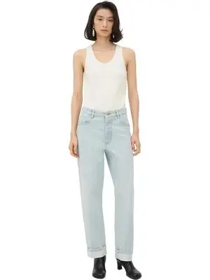 BOTTEGA  VENETA Bottega Veneta Extra Bleached Wide Leg Jeans - Light Blue