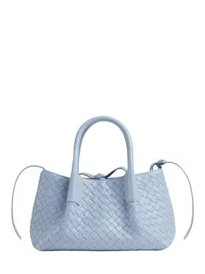 BOTTEGA  VENETA Small Intrecciato Silky Calfskin Tote Bag - Lunar/fondant