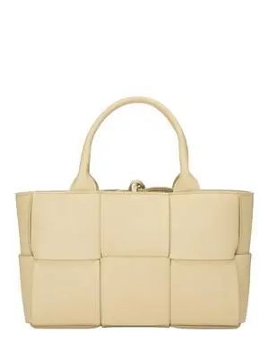 Bottega Veneta Calfskin Maxi Intrecciato Arco Tote Mini Beige