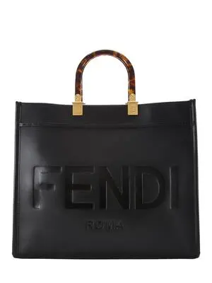 Fendi Calfskin Leather Sunshine Shopper Black