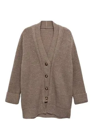 Mango Oversized V-neck Cardigan - Brown