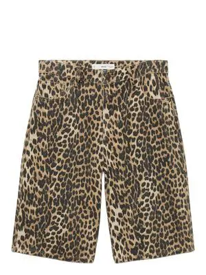 Mango Leopard Print Bermuda Shorts - Brown