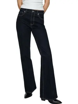 Mango MANGO Violet High-Rise Flare Jeans Open Blue