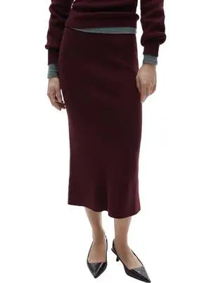 MANGO MANGO Ribbed Midi Skirt