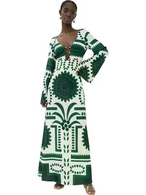 SEVEN WONDERS Green And White Caledeira Maxi Dress