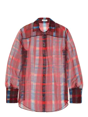 FERRAGAMO Checked Chiffon Shirt - Red