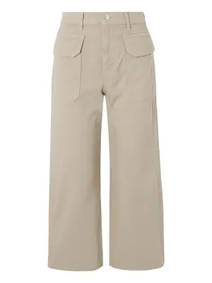 Veronica Beard Veronica Beard Taylor Cropped High-Rise Wide-Leg Jeans With Cargo Pockets Ecru