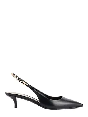 Gucci Signoria Slingback Heeled Leather Pumps - Nero