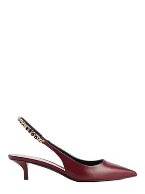Gucci Signoria Slingback Heeled Leather Pumps - Rosso Ancora