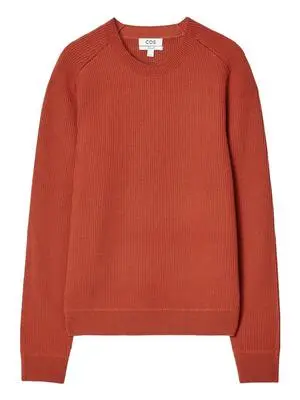 Cos Ribbed Merino Wool Sweater - Orange