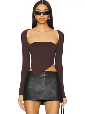 Superdown Dax Shrug Top - Chocolate Brown