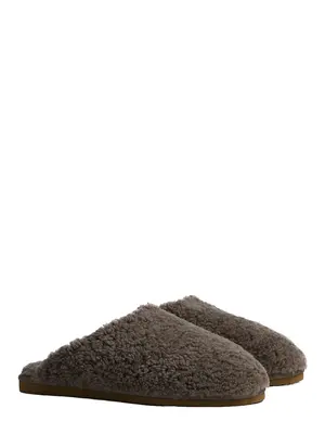 PARACHUTE Parachute Shearling Wool Clogs In Grey Ash