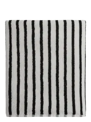 PARACHUTE Organic Resort Stripe Washcloth In Black,white - Plaster With Soft Black