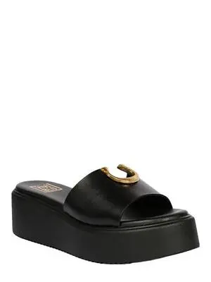 VIVI BLU Senna Platform Wedge Slide Sandal Black