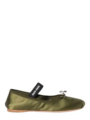 Miu Miu Miu Miu Satin Ballerina Flats Green