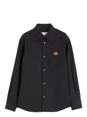 Valentino Garavani Nylon Overshirt With Rubberized V Detail - Black