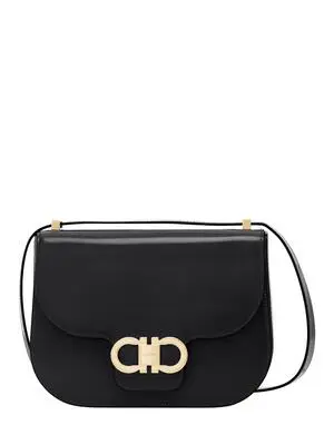 FERRAGAMO Double Gancini Crossbody Bag - Black