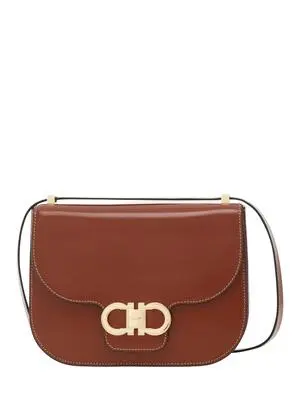 FERRAGAMO Double Gancini Crossbody Bag - Brown