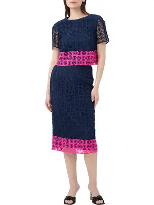 Trina Turk Dita Colorblock Lace Skirt - Indigopetal Pink