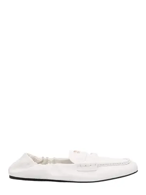 Miu Miu Leather Penny Loafers - Bianco