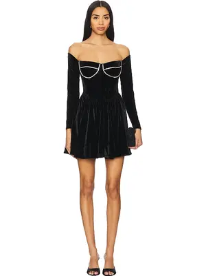 Bardot Emlyn Velour Mini Dress - Black