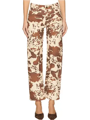 Free People We The Free Risk Taker Printed Wide Leg Jeans - Tea Combo
